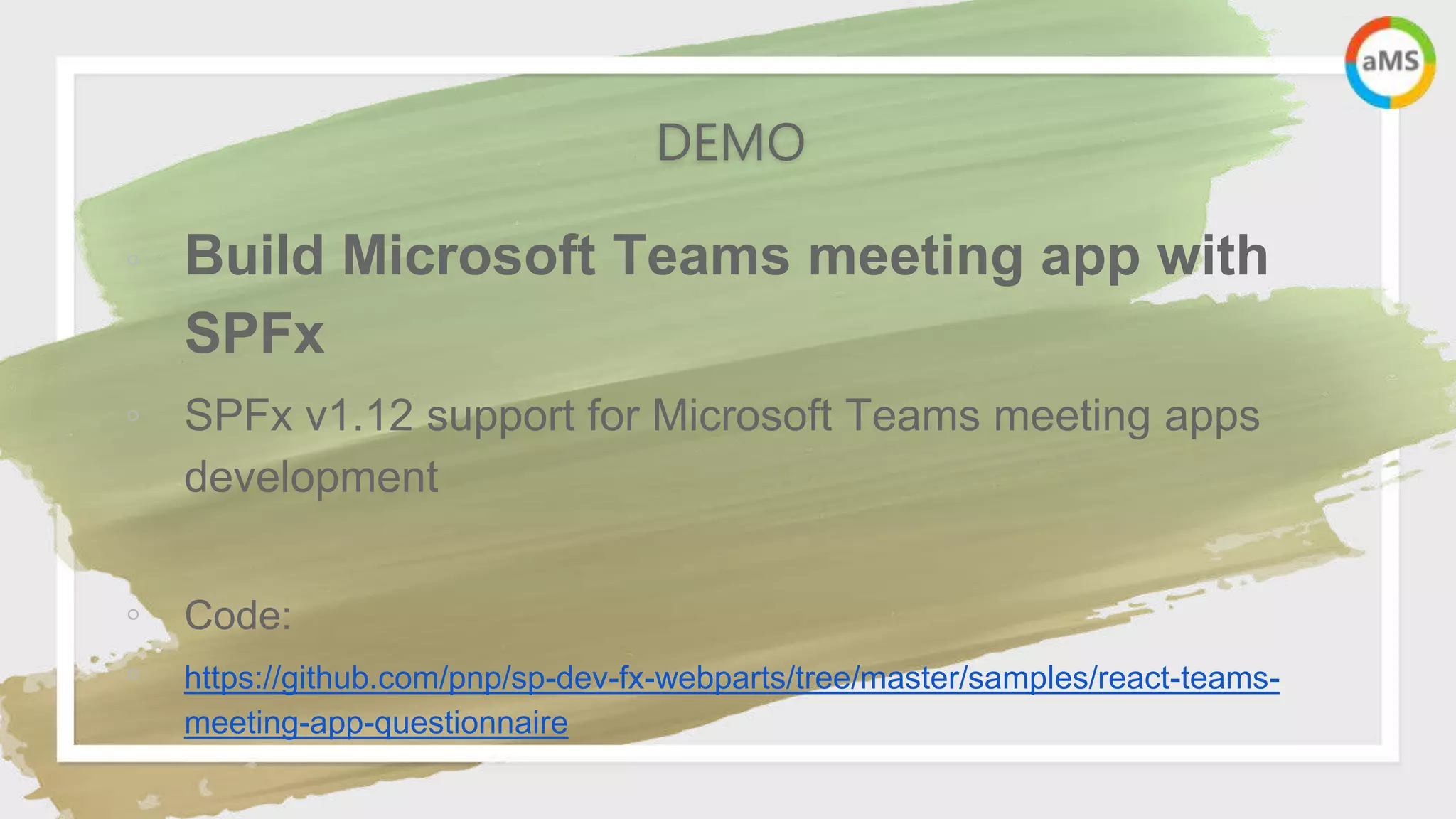 aMS Pune - Building apps for Teams meetings | PPT