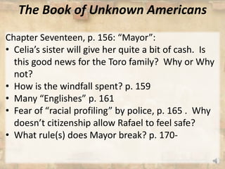 Amst185 wk3 immigration-migrants-unknown_americans-novel | PPTX
