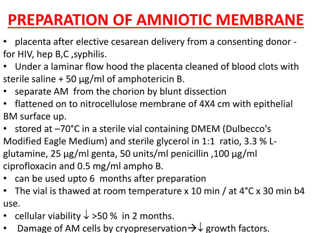 Amniotic membrane transplantation | PPTX | Eye and Vision Conditions ...