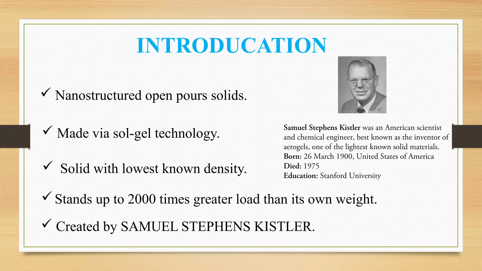 AEROGEL MATERIAL (Aerogel is a material of future. ) | PPT