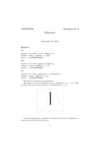 Amth250 octave matlab some solutions (1) | PDF