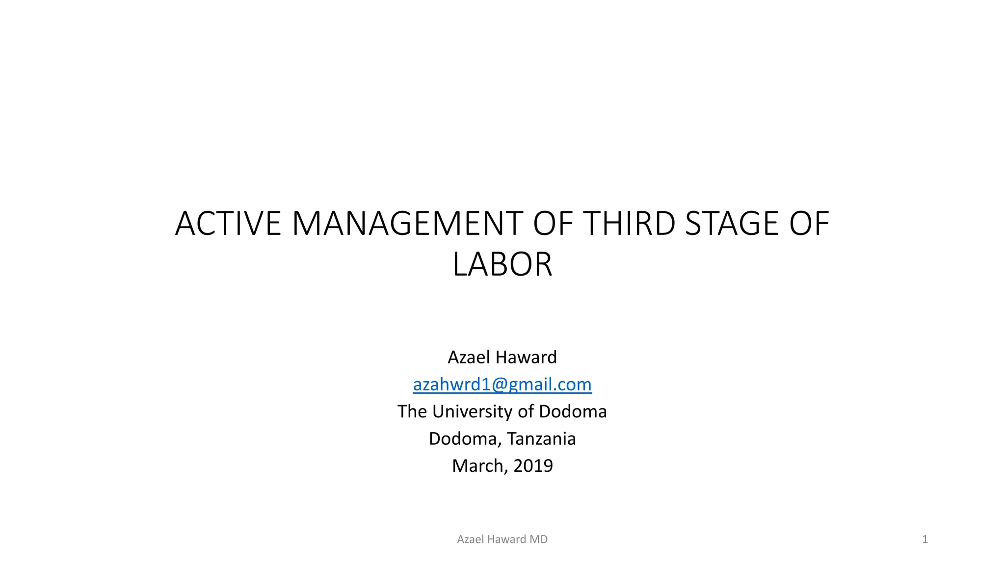 Active Management of Third Stage of Labor | PPTX