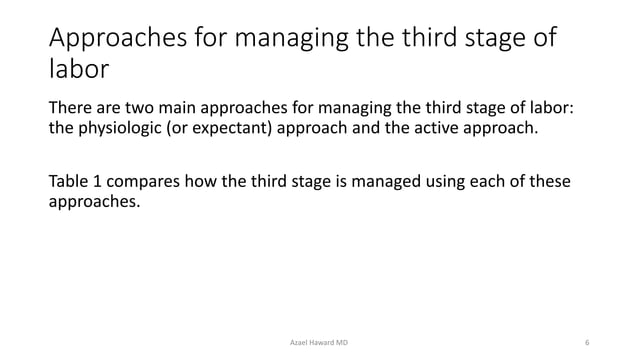 Active Management of Third Stage of Labor | PPTX | Pregnancy ...