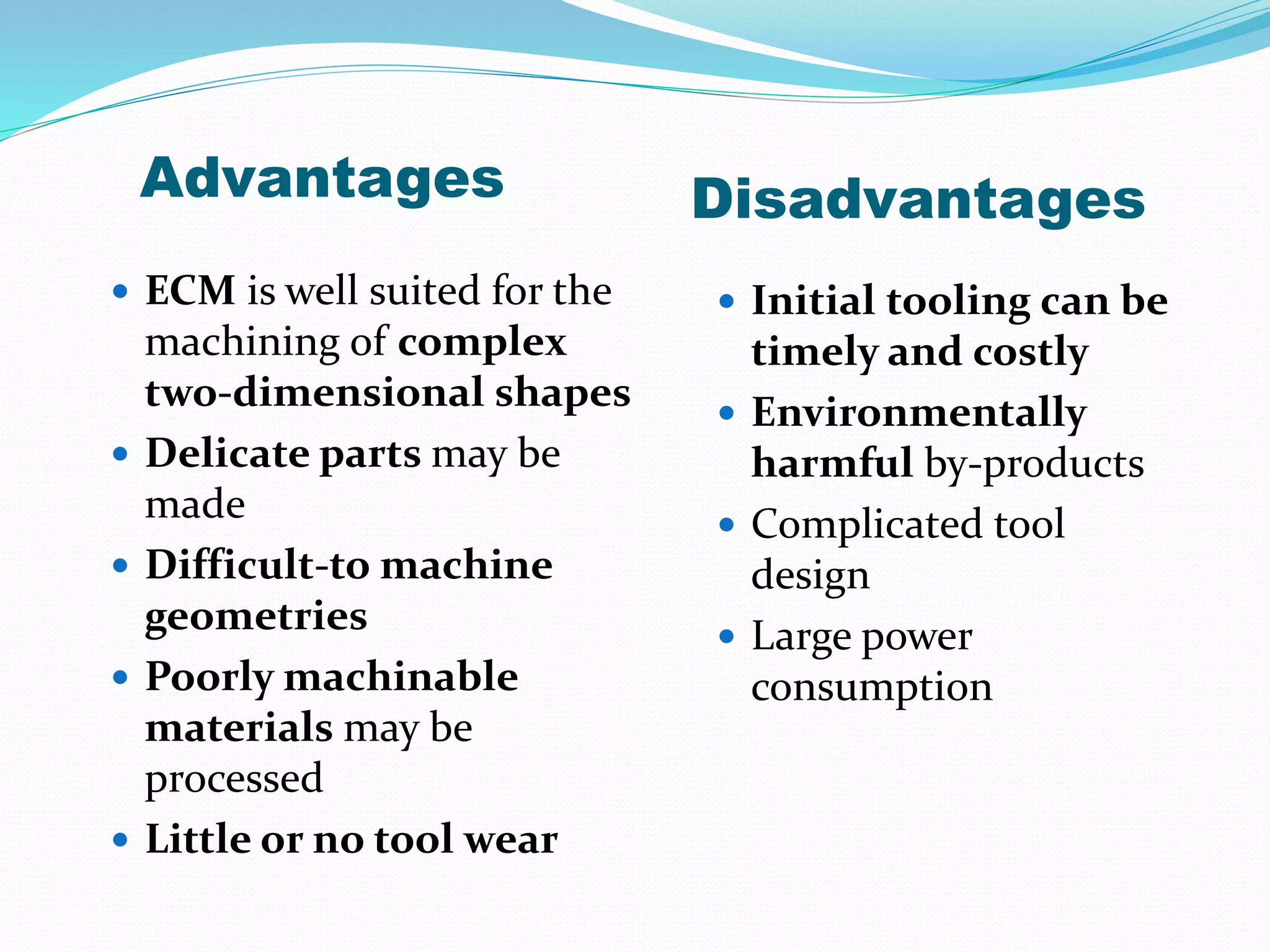 ECM : Electrochemical machining - Principle,process,subsystems & applications | PPTX