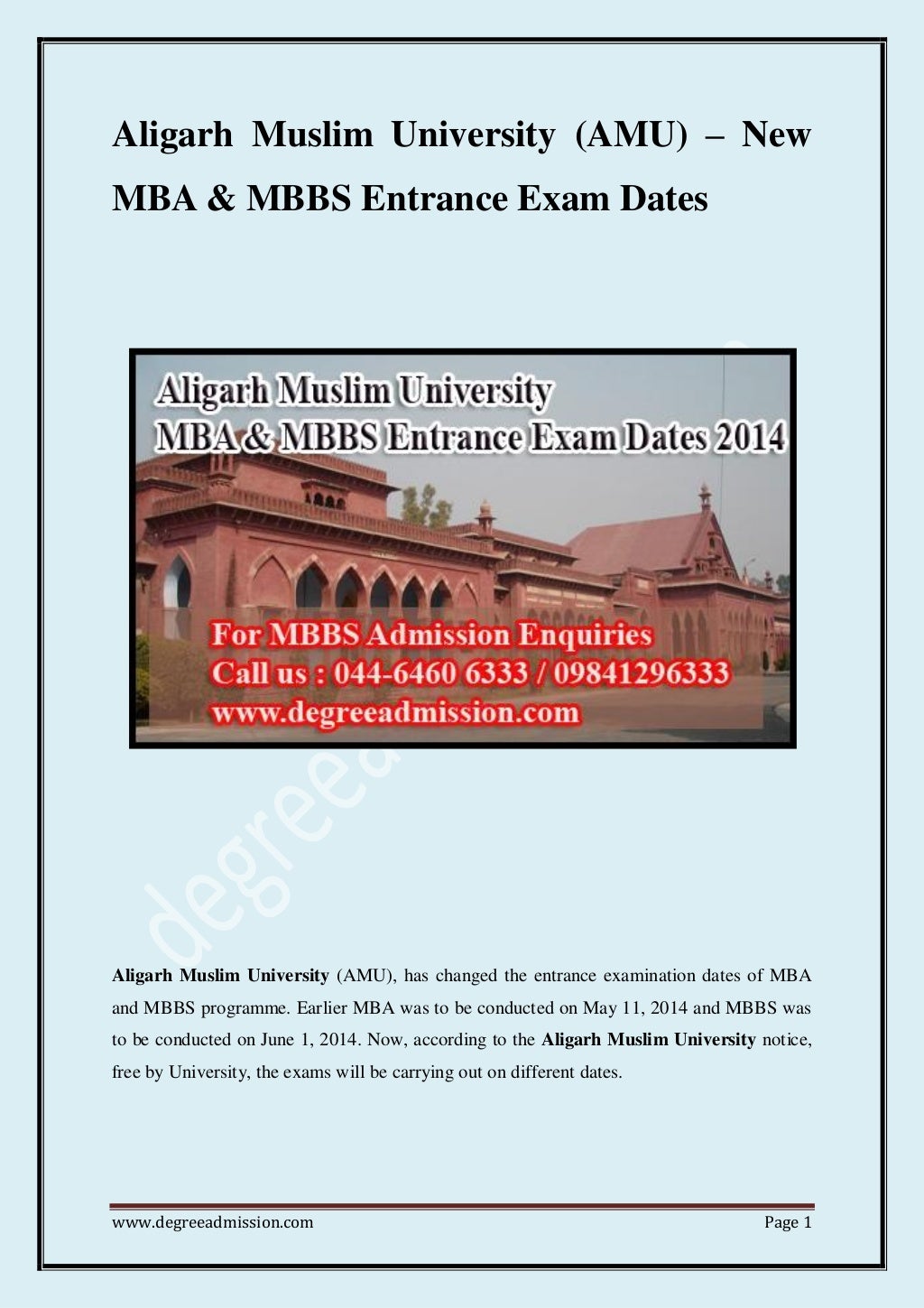 Aligarh Muslim University-Amu mba-mbbs-entrance-exam-dates Aligarh Muslim University-Amu mba-mbbs-entrance-exam-dates