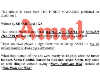 Amul Advertisements | PPTX | Hinduism | Religion & Spirituality