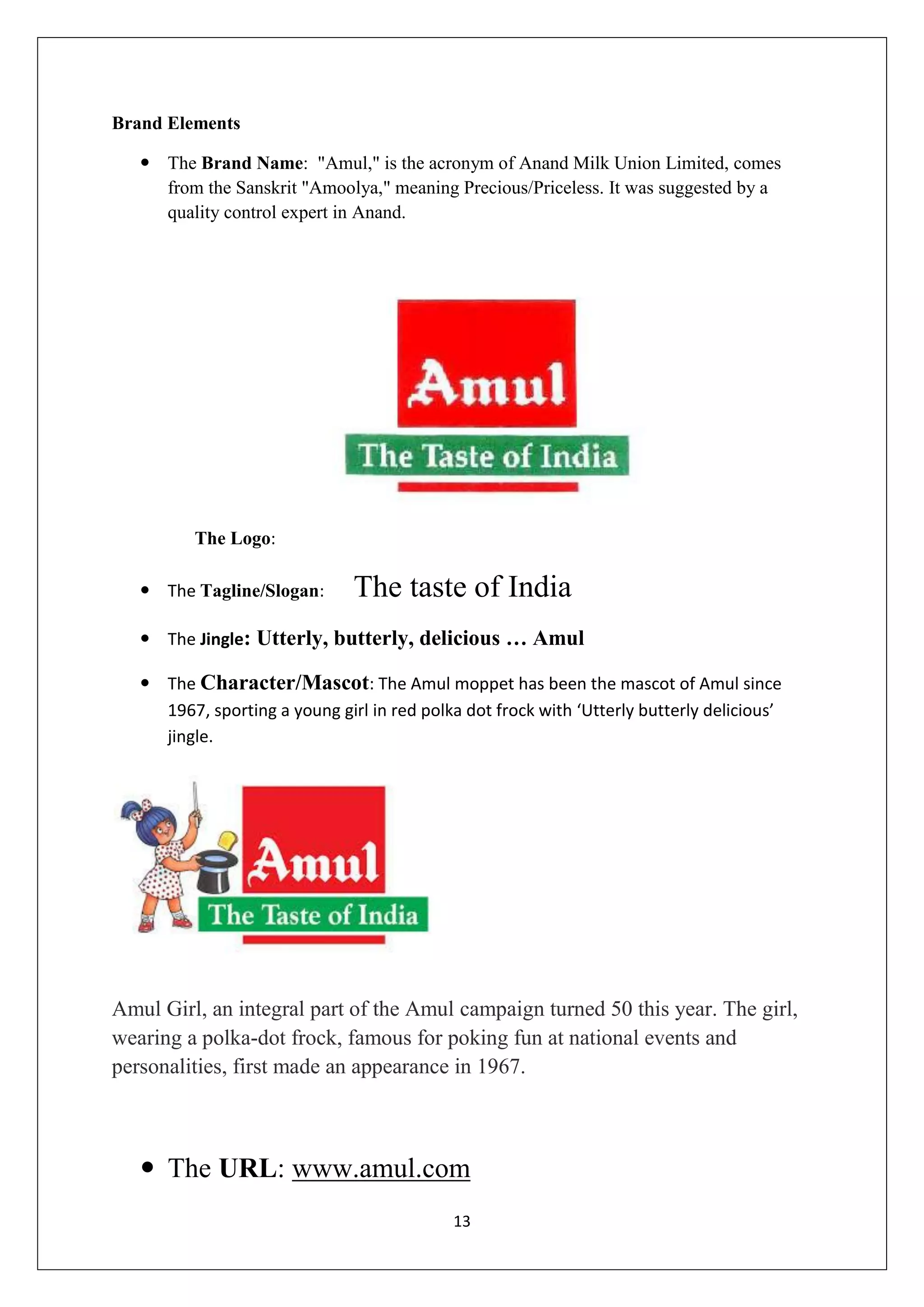 Amul strategic brand management by Dheeraj ED and Lavanya AB | PDF