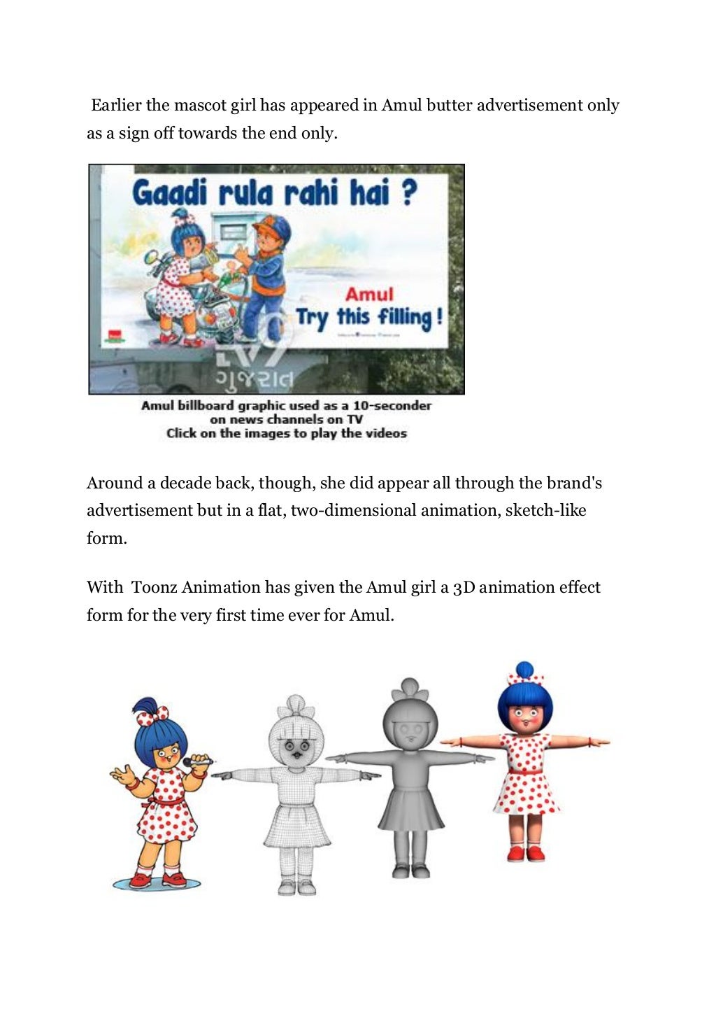 2D to 3D Animated Character Amul Girl Transformed With Time