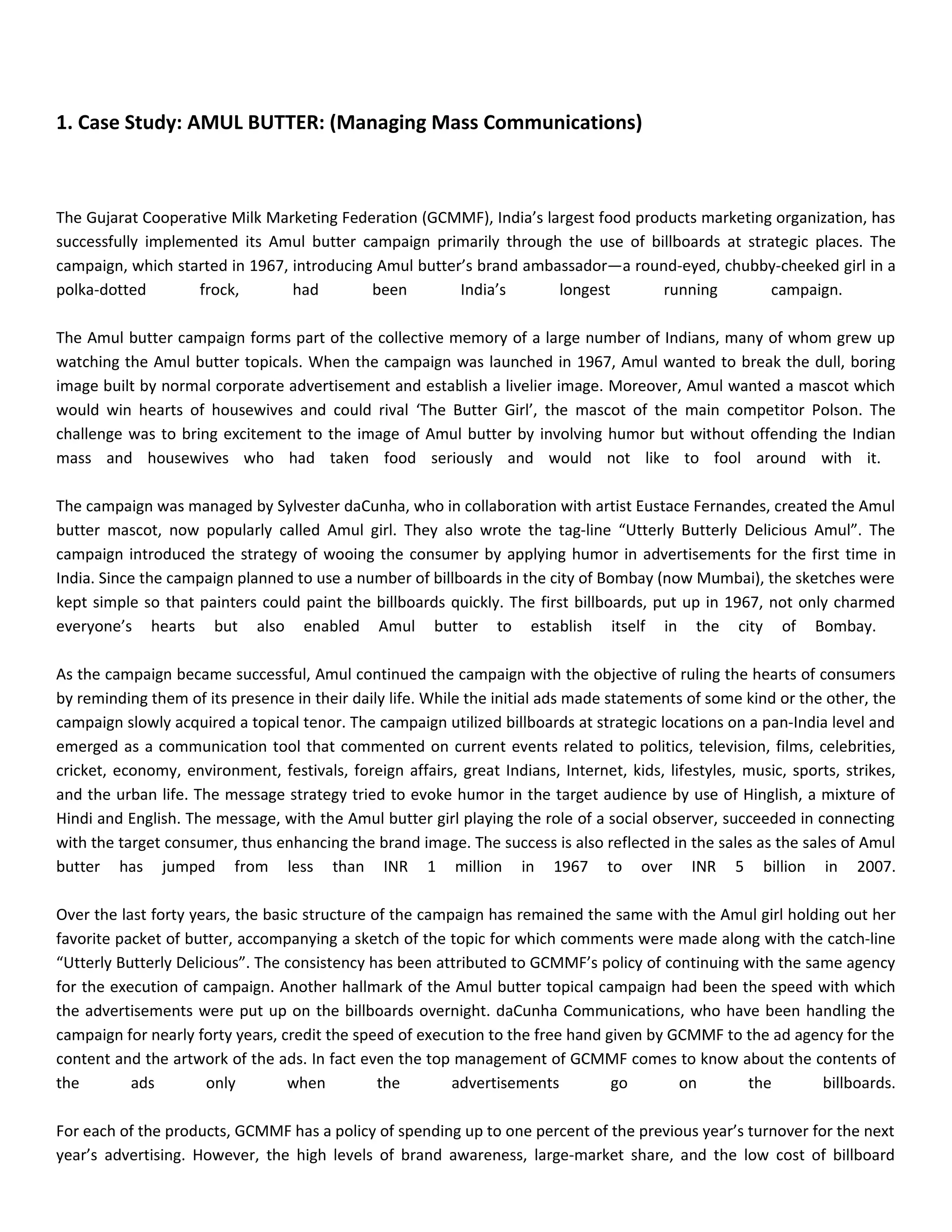 Amul Butter: Case Study | DOC