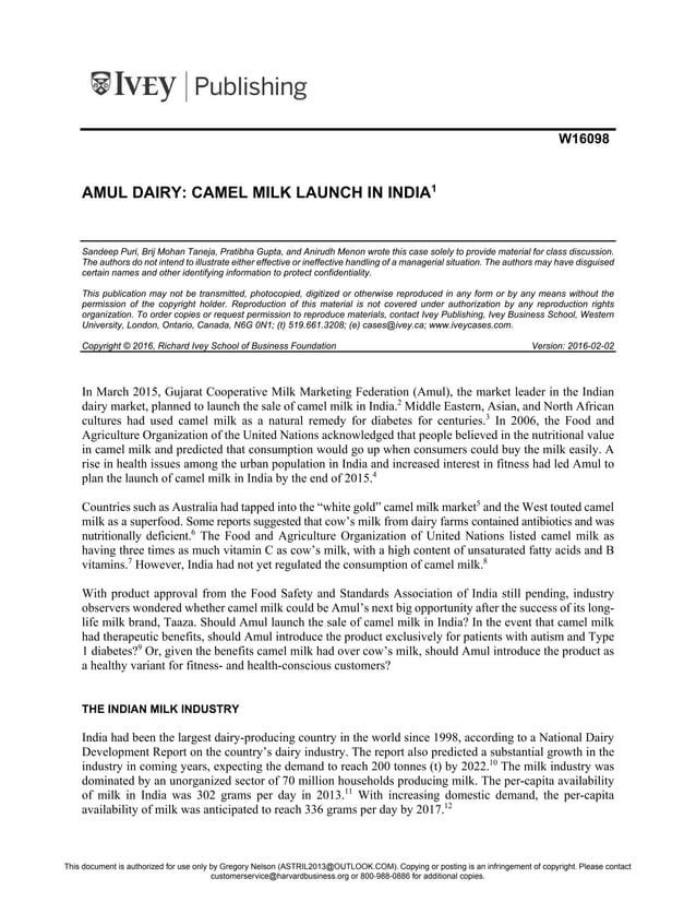 Amul daily (camel milk launch in india) | PDF | Agriculture | Industries