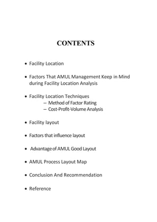 Amul facility location and layout | DOCX