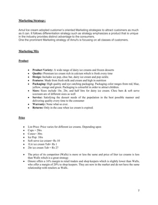 Amul ice cream Marketing Plan | PDF