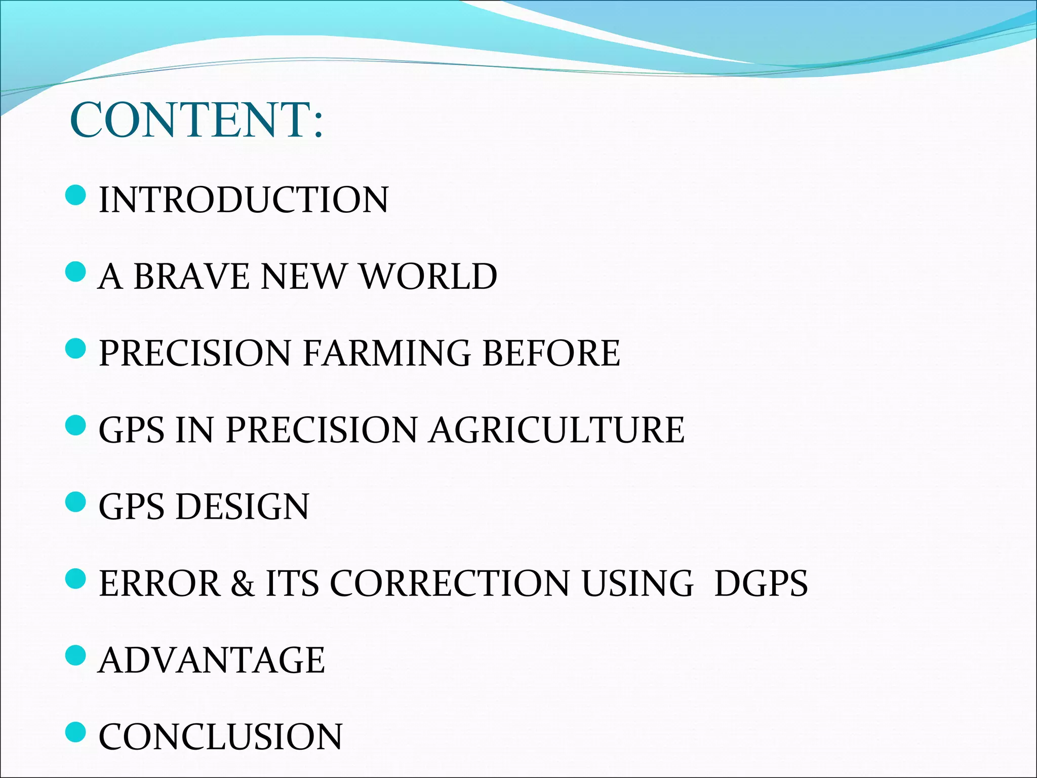 GPS IN PRECISION AGRICULTURE | PPT