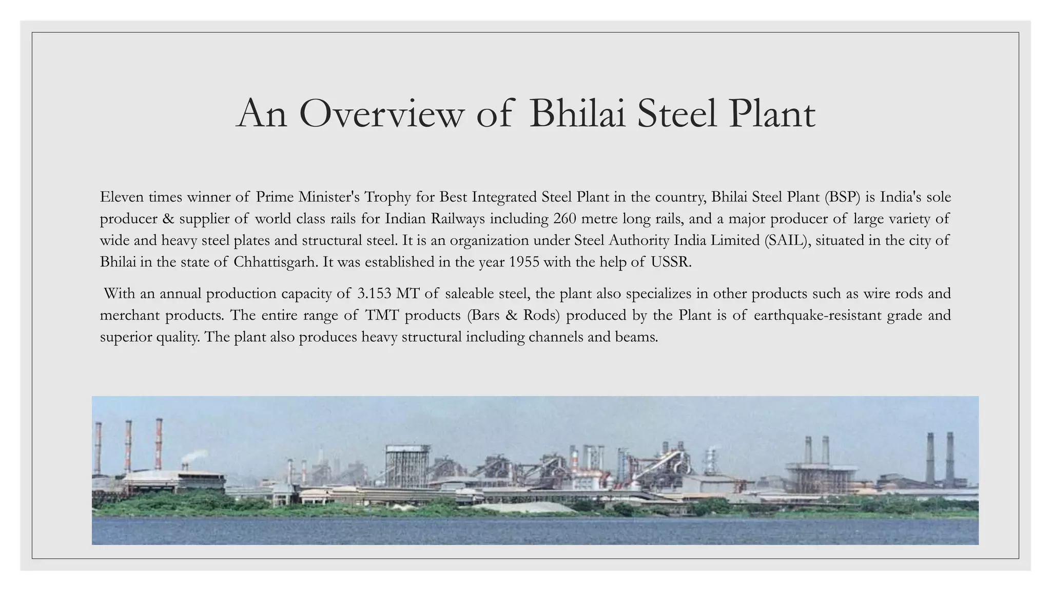 Bhilai Steel Plant - Internship Report | PPTX