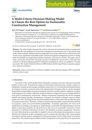 A Multi-Criteria Decision-Making Model To Choose The Best Option For Sustainable Construction ...