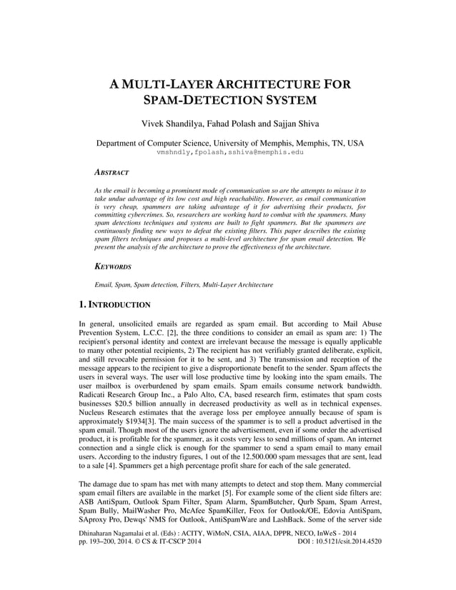 A multi layer architecture for spam-detection system | PDF