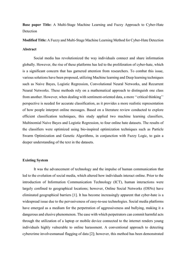 A Multi-Stage Machine Learning and Fuzzy Approach to Cyber-Hate Detection.docx