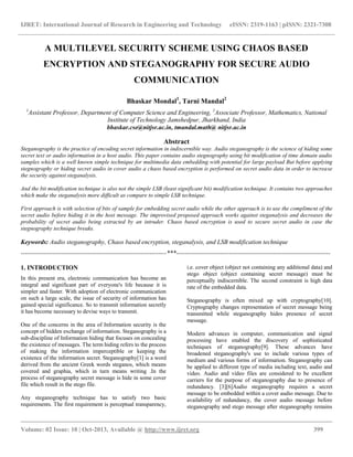 A multilevel security scheme using chaos based encryption and steganography for secure audio ...