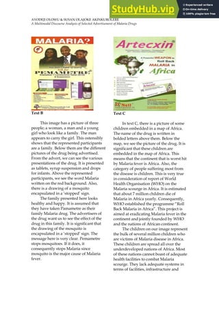 A MULTIMODAL DISCOURSE ANALYSIS OF SELECTED ADVERTISEMENT OF MALARIA ...