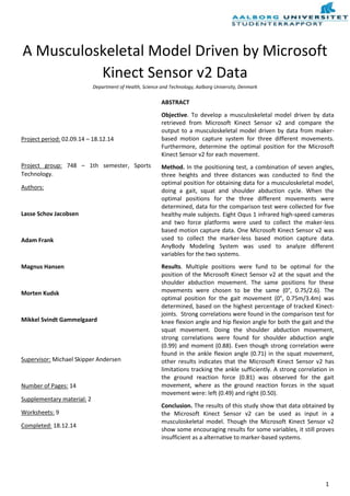 A musculoskeletal model driven by microsoft kinect sensor v2 data | PDF | Computer Peripherals ...