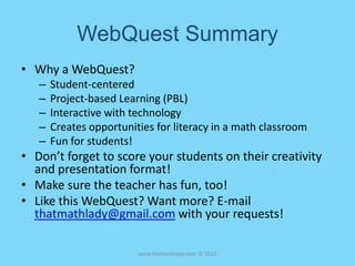 Amusement Park Math WebQuest | PPTX