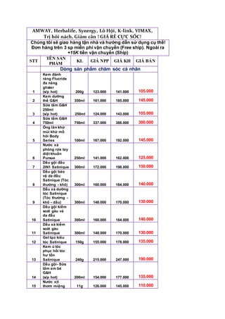 Thanh lý amway giá rẻ trên toàn quốc | PDF