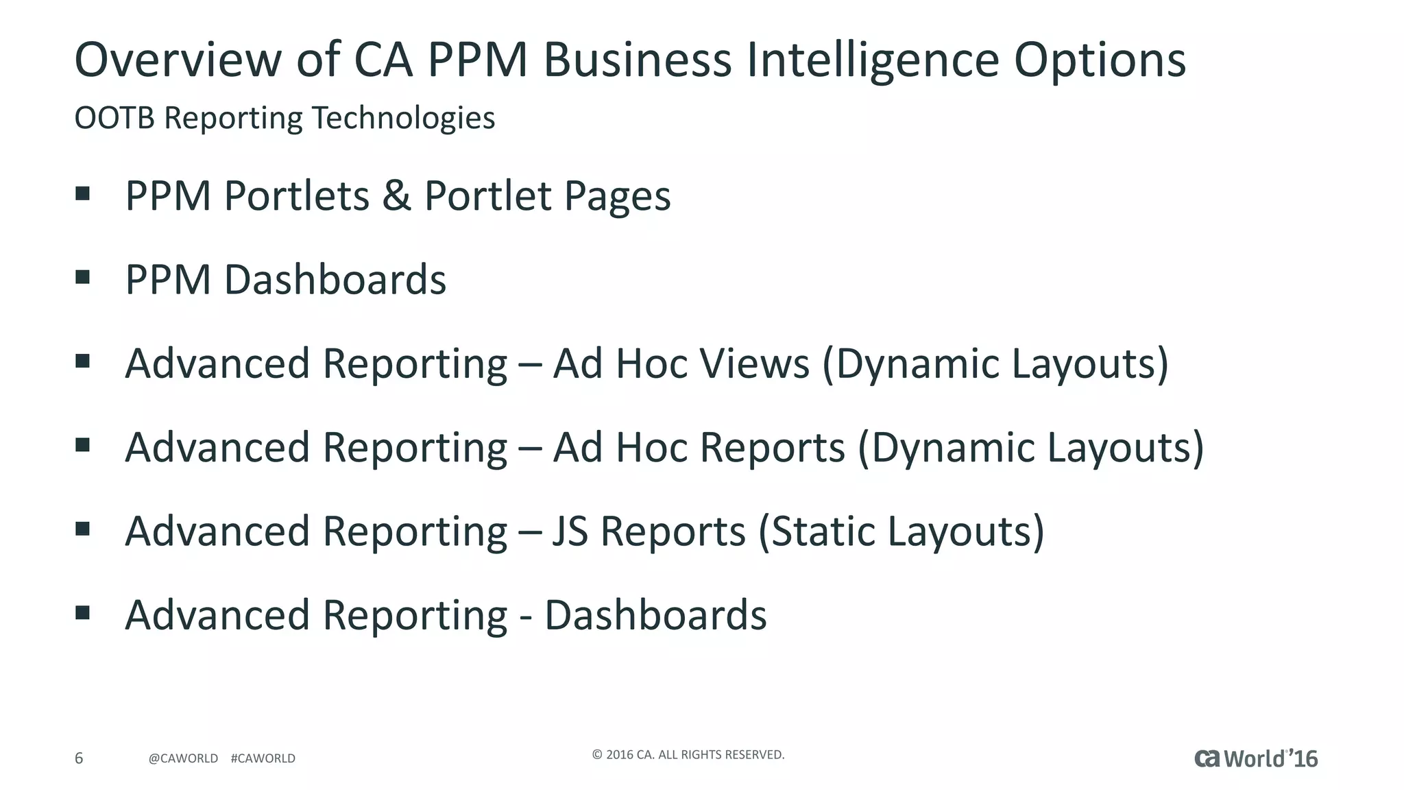 CA Project & Portfolio Management: Business Intelligence | PDF