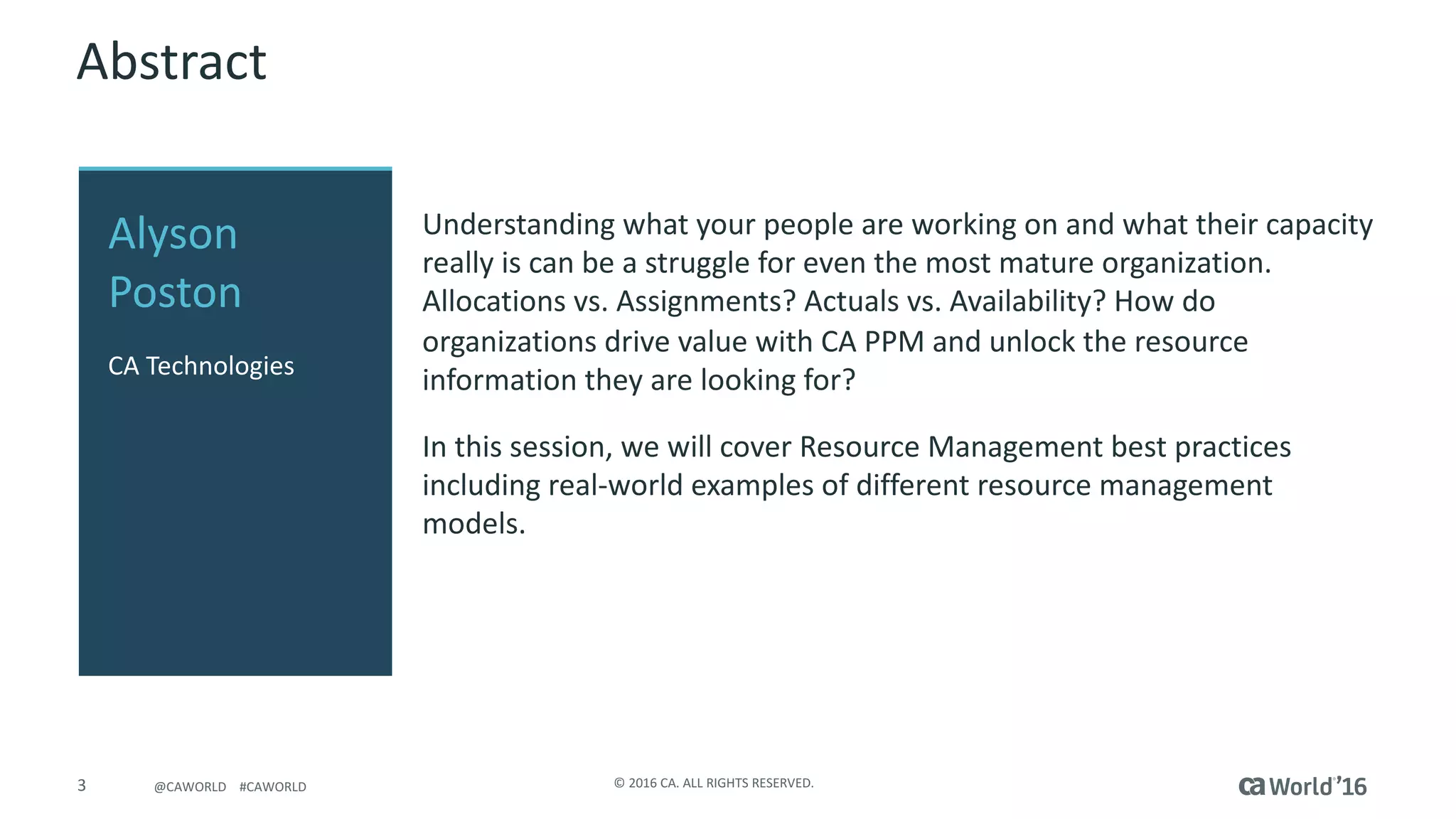 CA Project & Portfolio Management Resource Management Best Practices | PPT