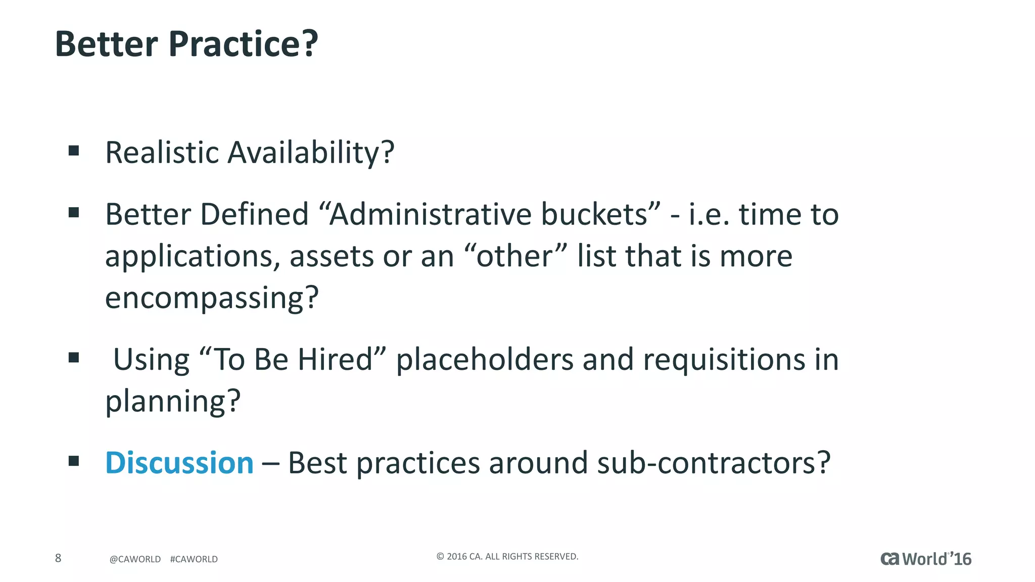 CA Project & Portfolio Management Resource Management Best Practices | PPT