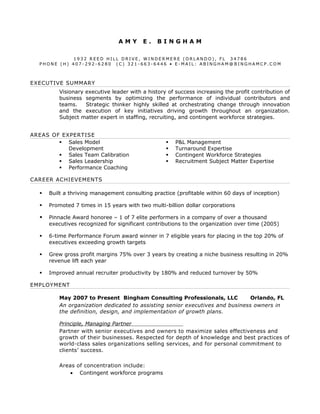 Amy Bingham - Resume | DOC | Sales | Business