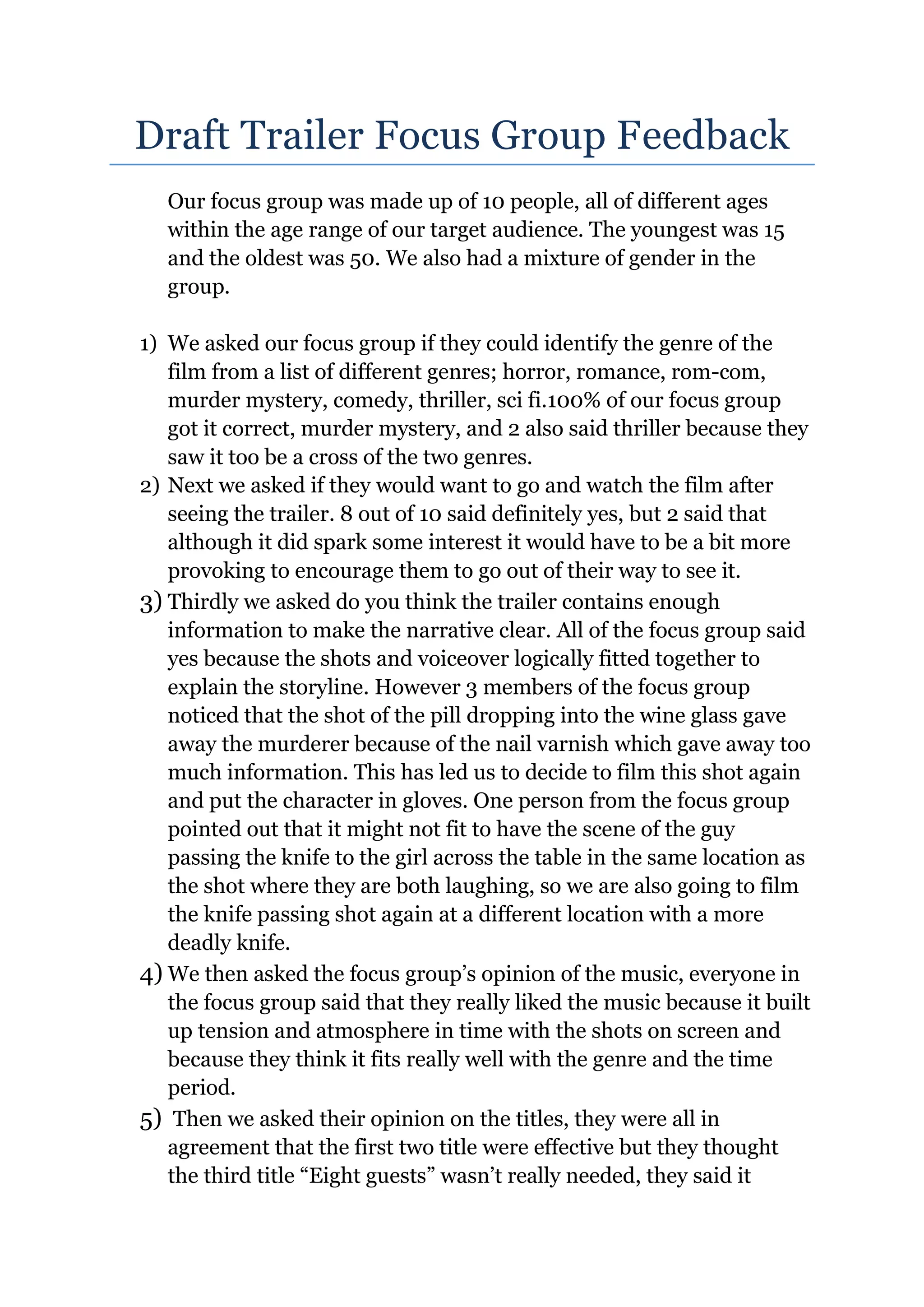 Amy focusgroupfeedback | PDF