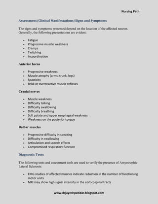 Amyotrophic lateral sclerosis (als) nursing care plan and management | PDF