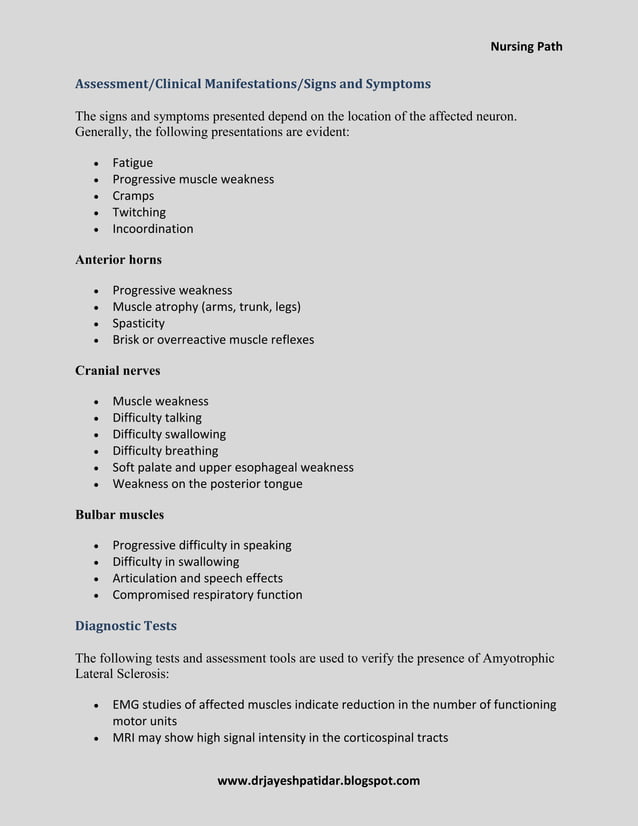 Amyotrophic lateral sclerosis (als) nursing care plan and management ...