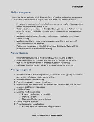 Amyotrophic lateral sclerosis (als) nursing care plan and management | PDF