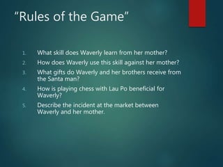 The Rules Of The Game Amy Tan