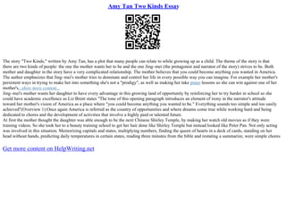 Amy Tan Two Kinds | PDF