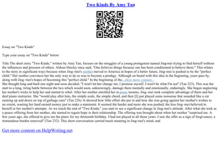 Amy Tan Two Kinds | PDF