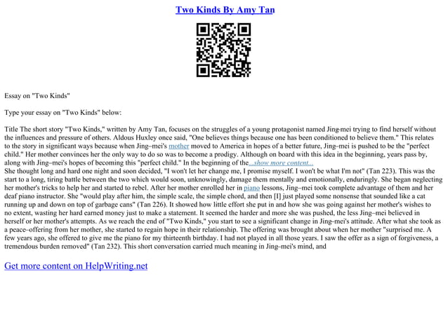 Amy Tan Two Kinds | PDF