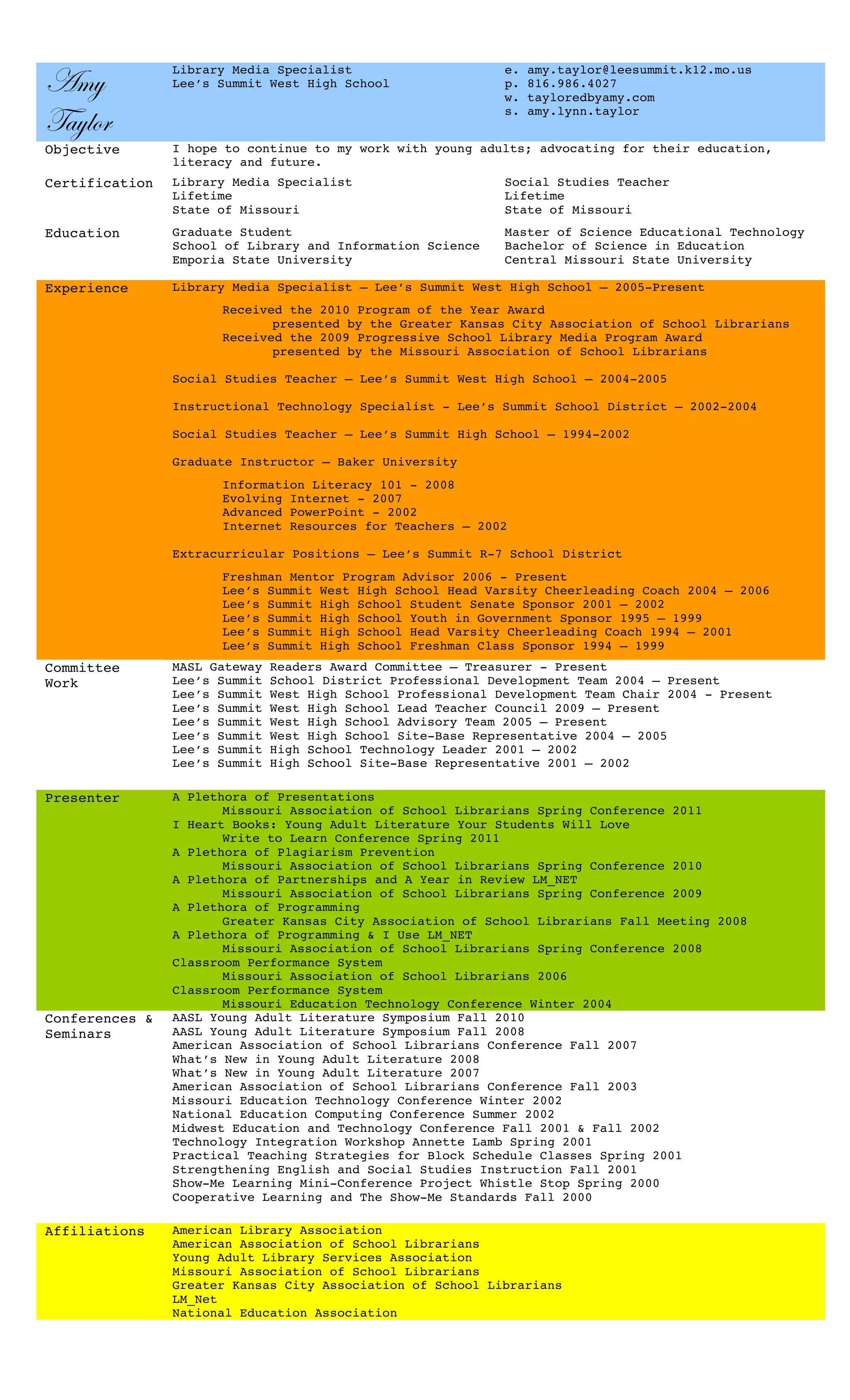 Amy taylor resume | PDF