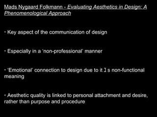 Critical Presentation - Aesthetics In Design | PPT