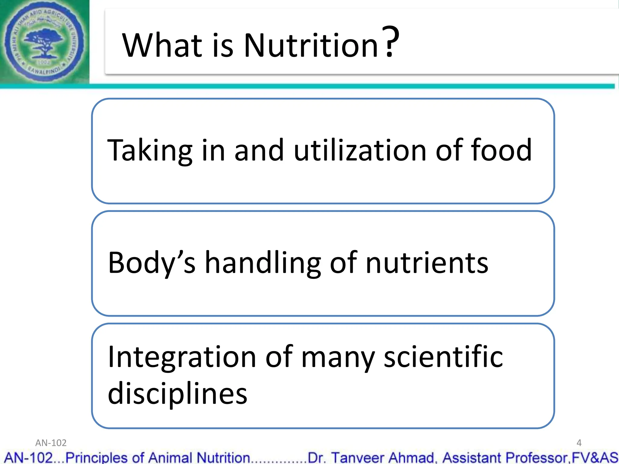 Animal Nutrition by Prof Dr Tanveer Ahmad | PPTX