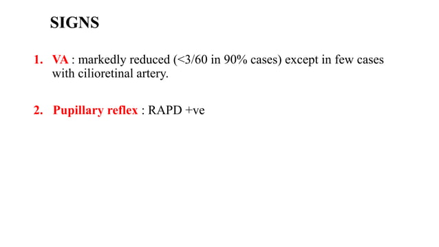 RETINAL ARTERY OCCLUSIONS CRAO BRAO CLRAO | PPTX | Eye and Vision ...