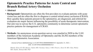 RETINAL ARTERY OCCLUSIONS CRAO BRAO CLRAO | PPTX
