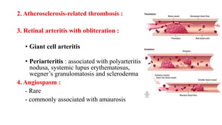 RETINAL ARTERY OCCLUSIONS CRAO BRAO CLRAO | PPTX