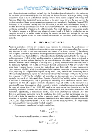 An Adaptive Evaluation System to Test Student Caliber using Item ...
