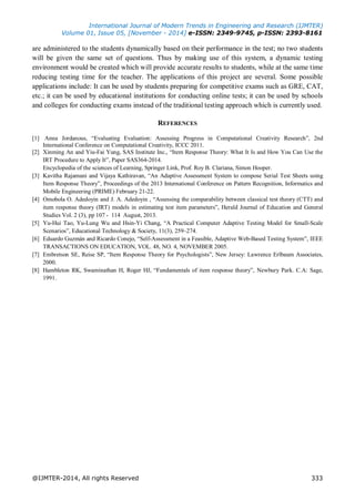 An Adaptive Evaluation System to Test Student Caliber using Item ...