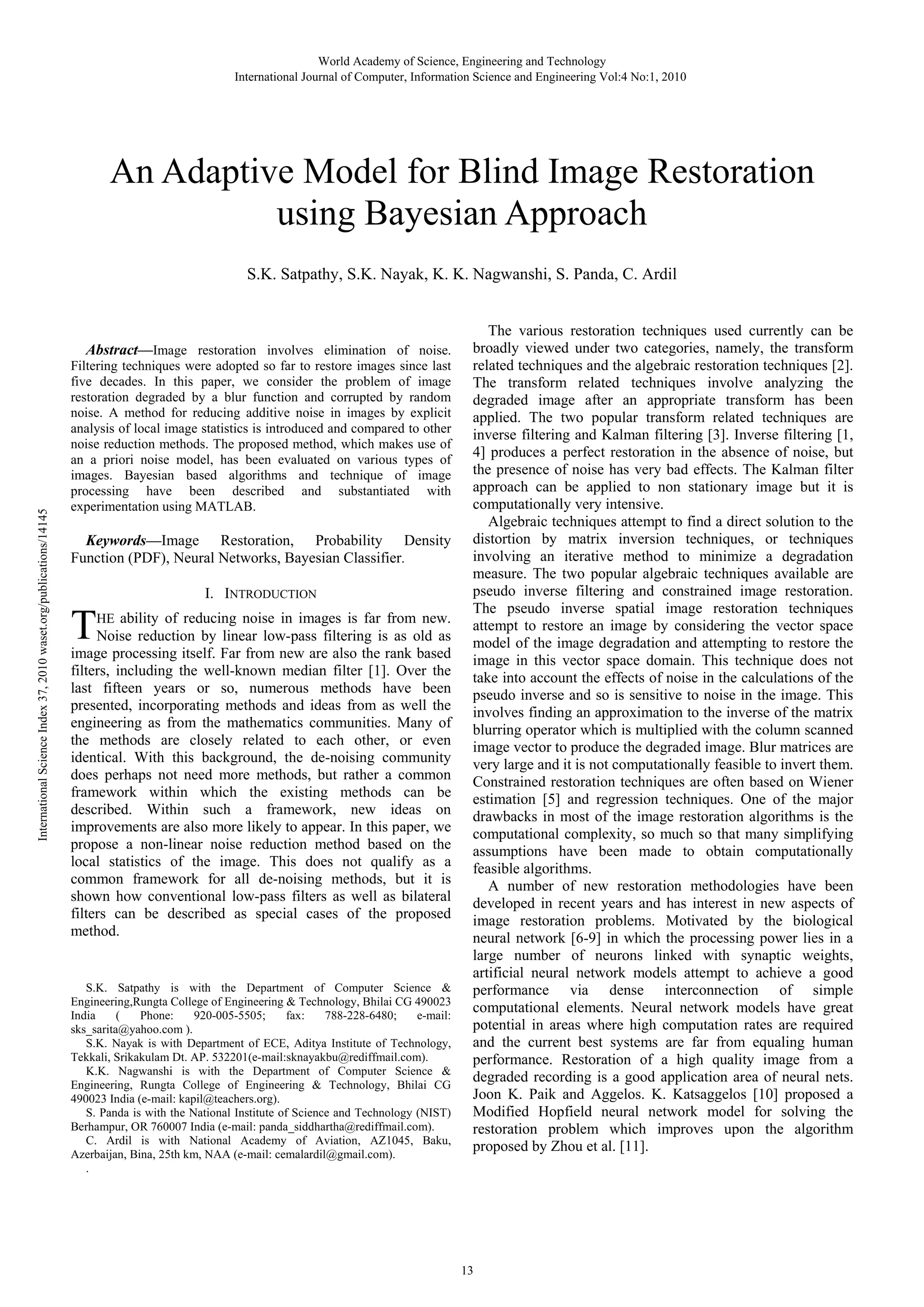 An adaptive-model-for-blind-image-restoration-using-bayesian-approach | PDF