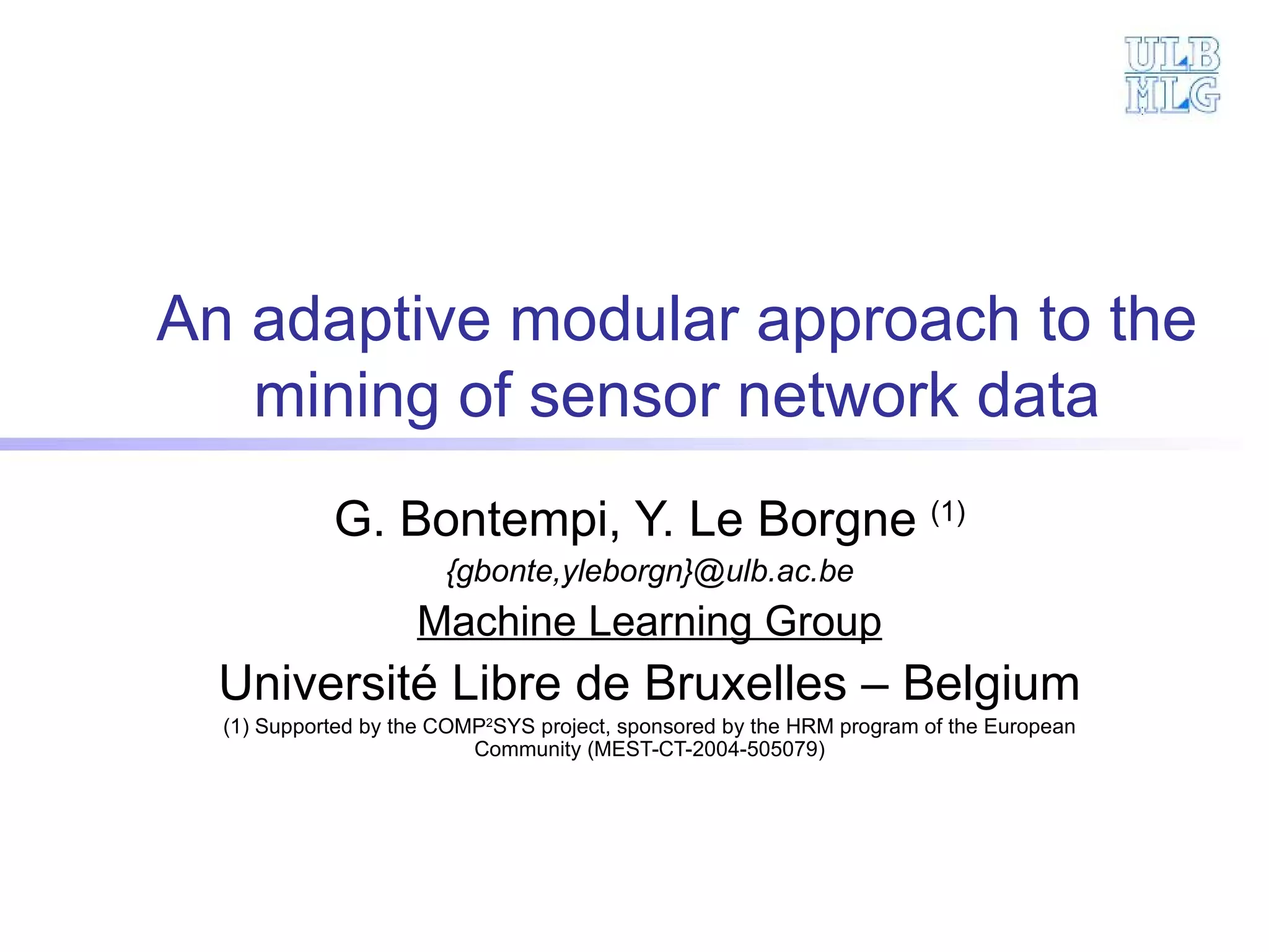 An Adaptive Modular Approach To The Mining Of Sensor Network Ppt Internet Of Things