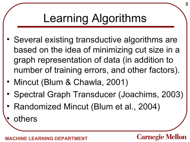 An Analysis of Graph Cut Size for Transductive Learning | PPT
