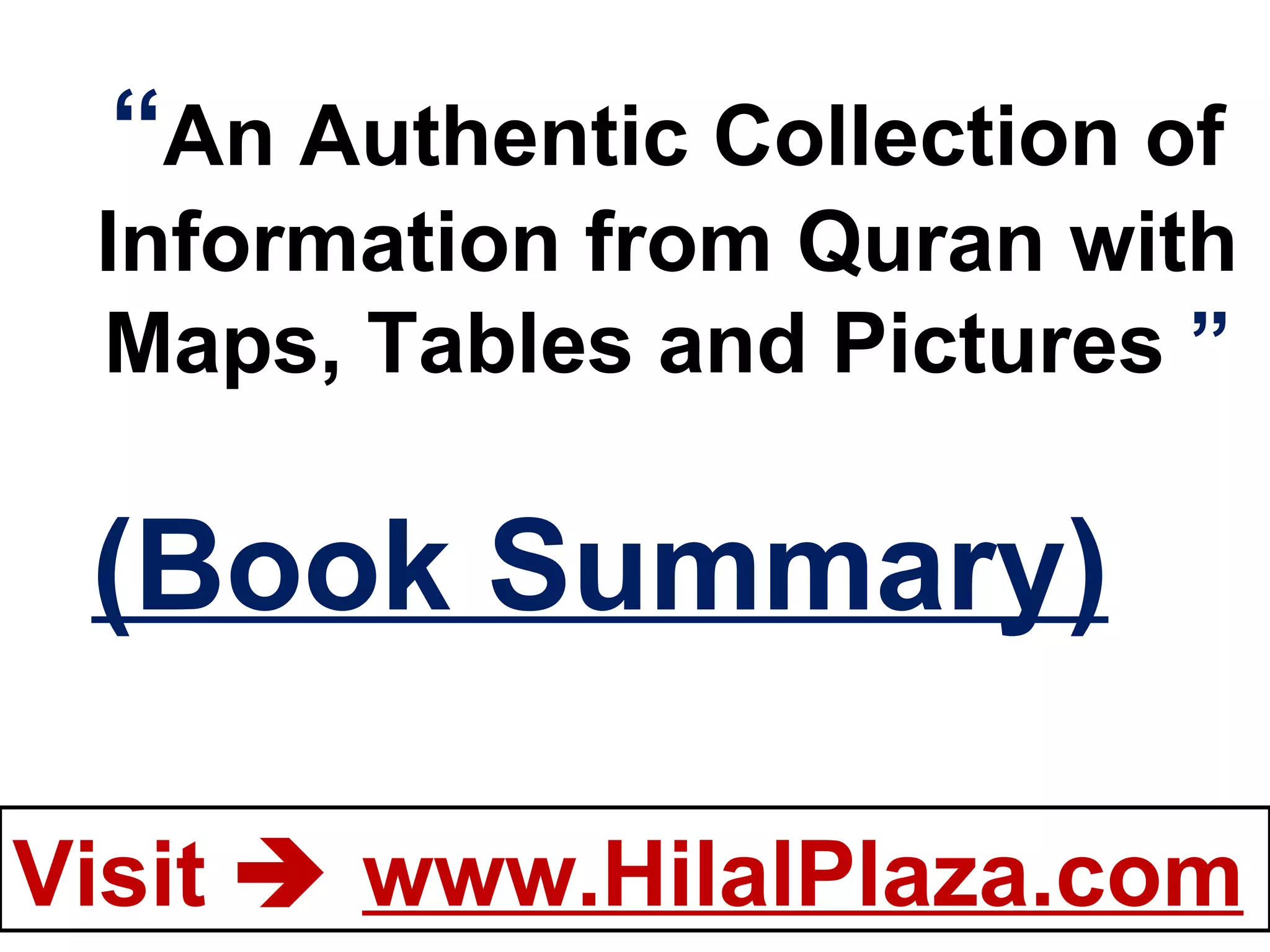 An Authentic collection of information from Quran with maps tables and ...